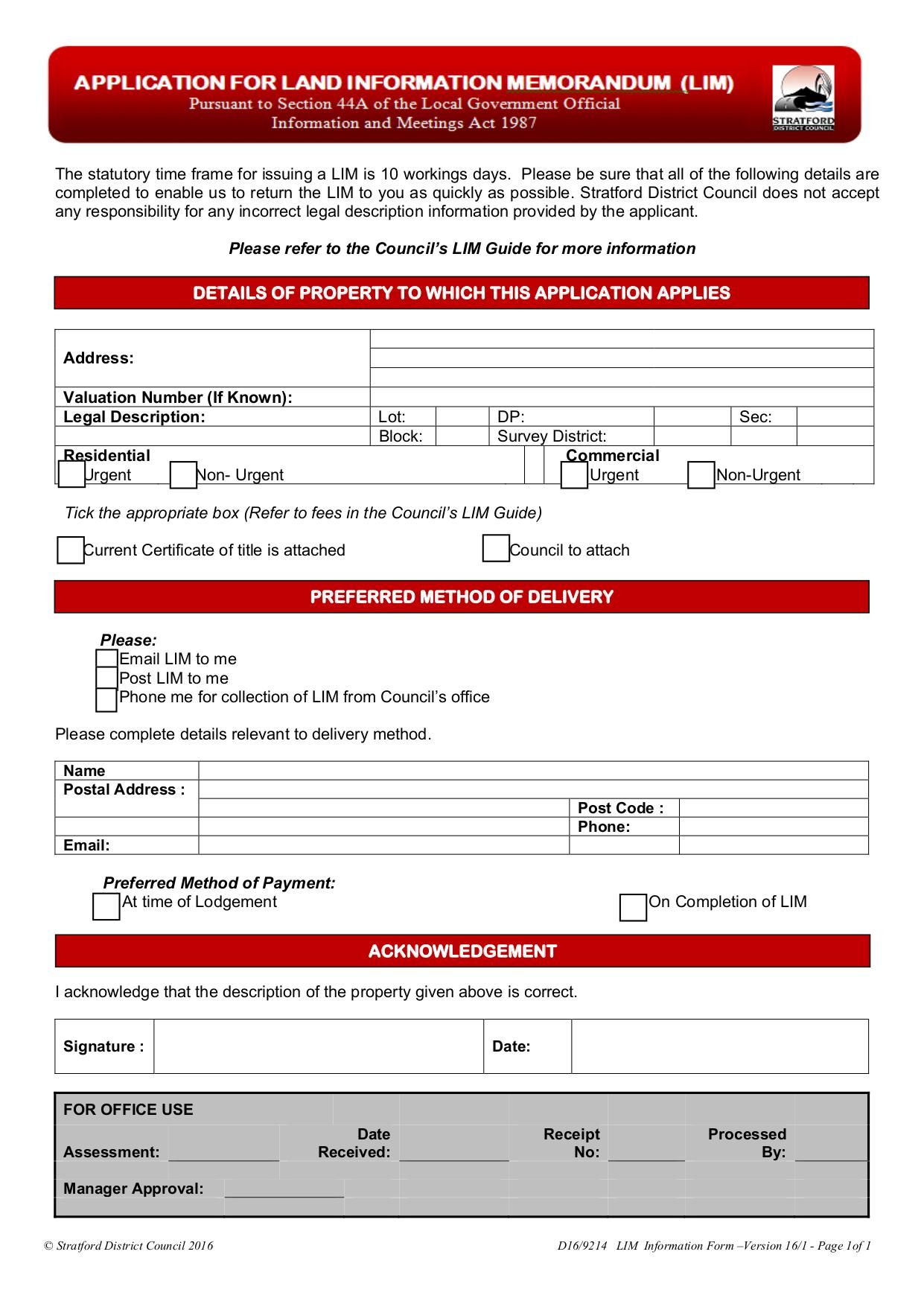 Land Information Memorandum Application | Fill and sign online with Lumin