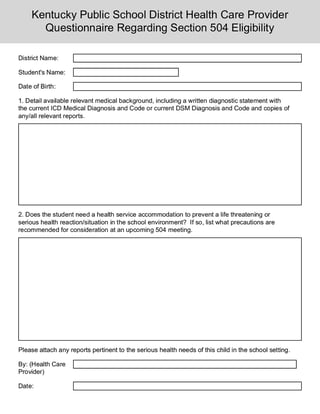 Questionnaire Regarding Section 504 Eligibility | Fill online with Lumin