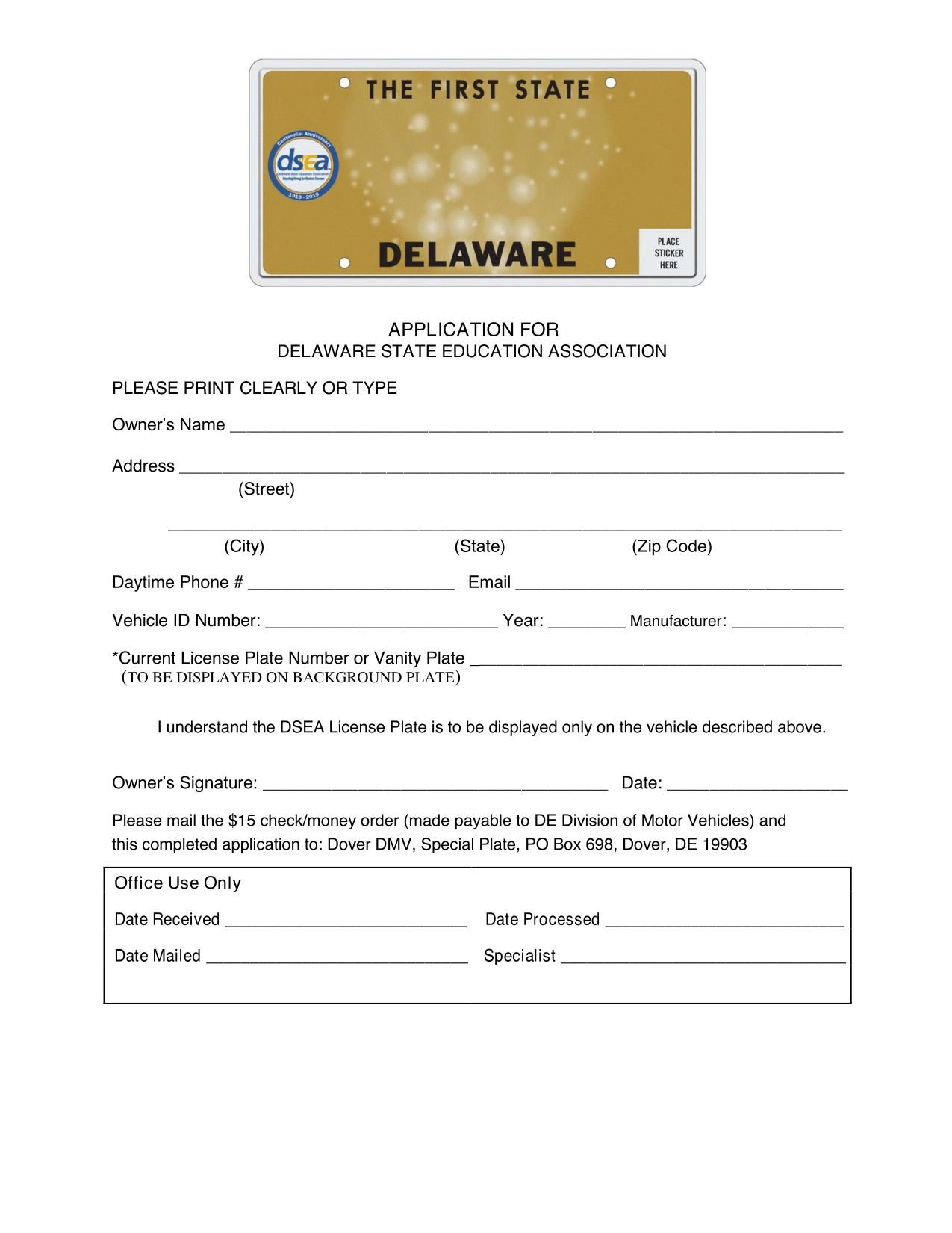 Application for Delaware State Education Association | Fill and sign ...