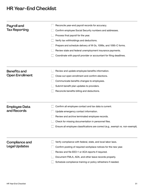 HR Year End Checklist Template | Fill and sign with Lumin
