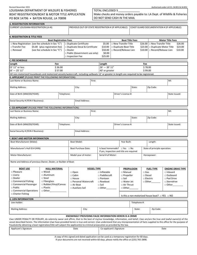 Boat Registration/Boat & Motor Title Application (2021) | Fill and sign ...