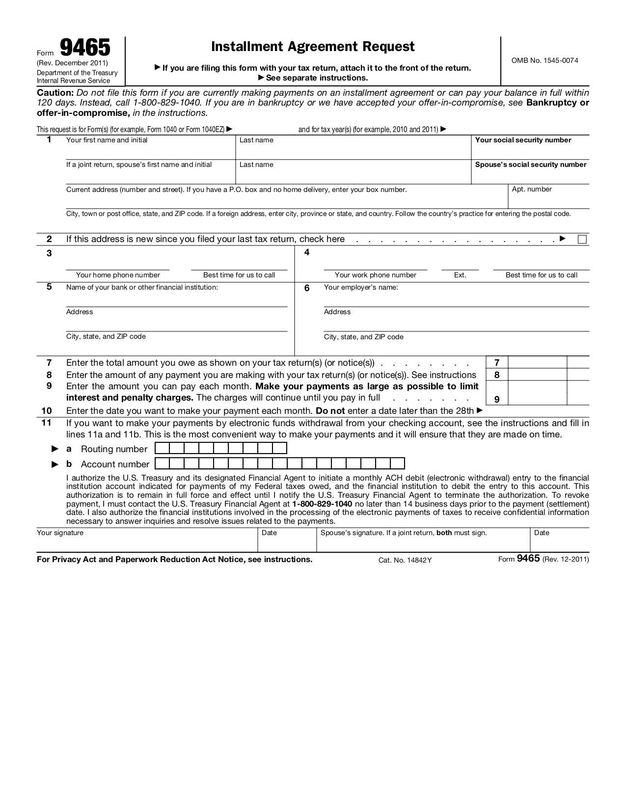 Form 9465 | Fill and sign online with Lumin