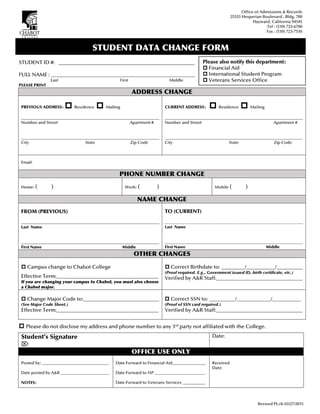 Chabot College Student Data Change Form | Fill and sign with Lumin