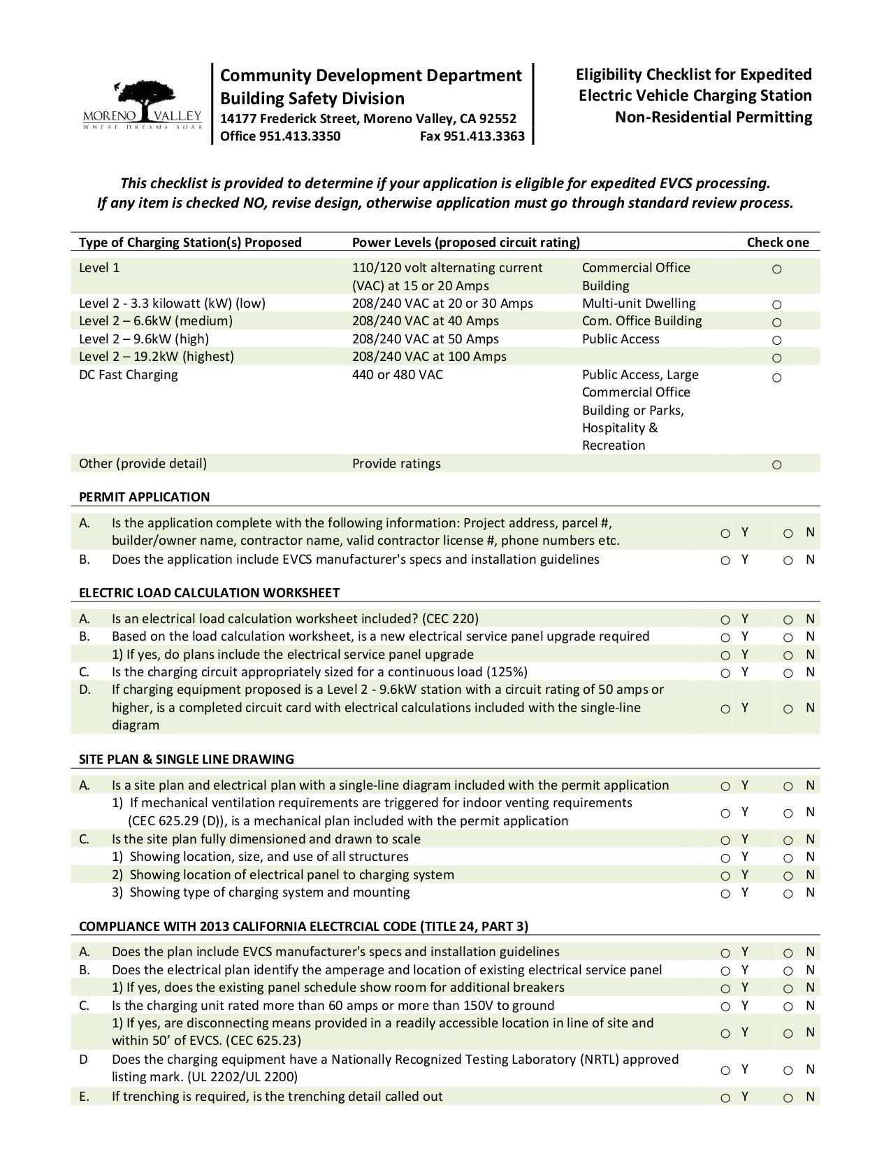 Eligibility Checklist for Expedited Electric Vehicle Charging Station ...