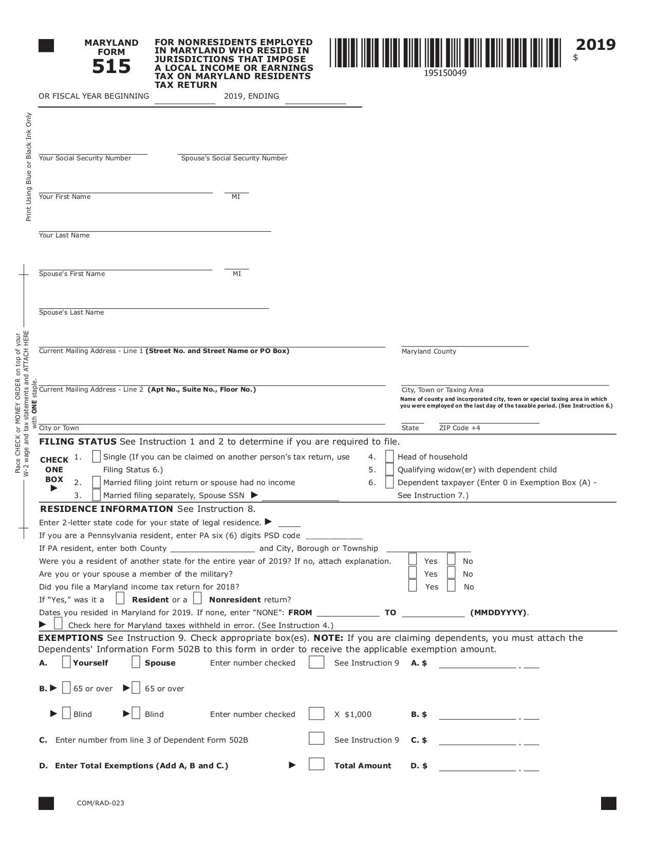 Maryland Form 515 | Fill and sign online with Lumin
