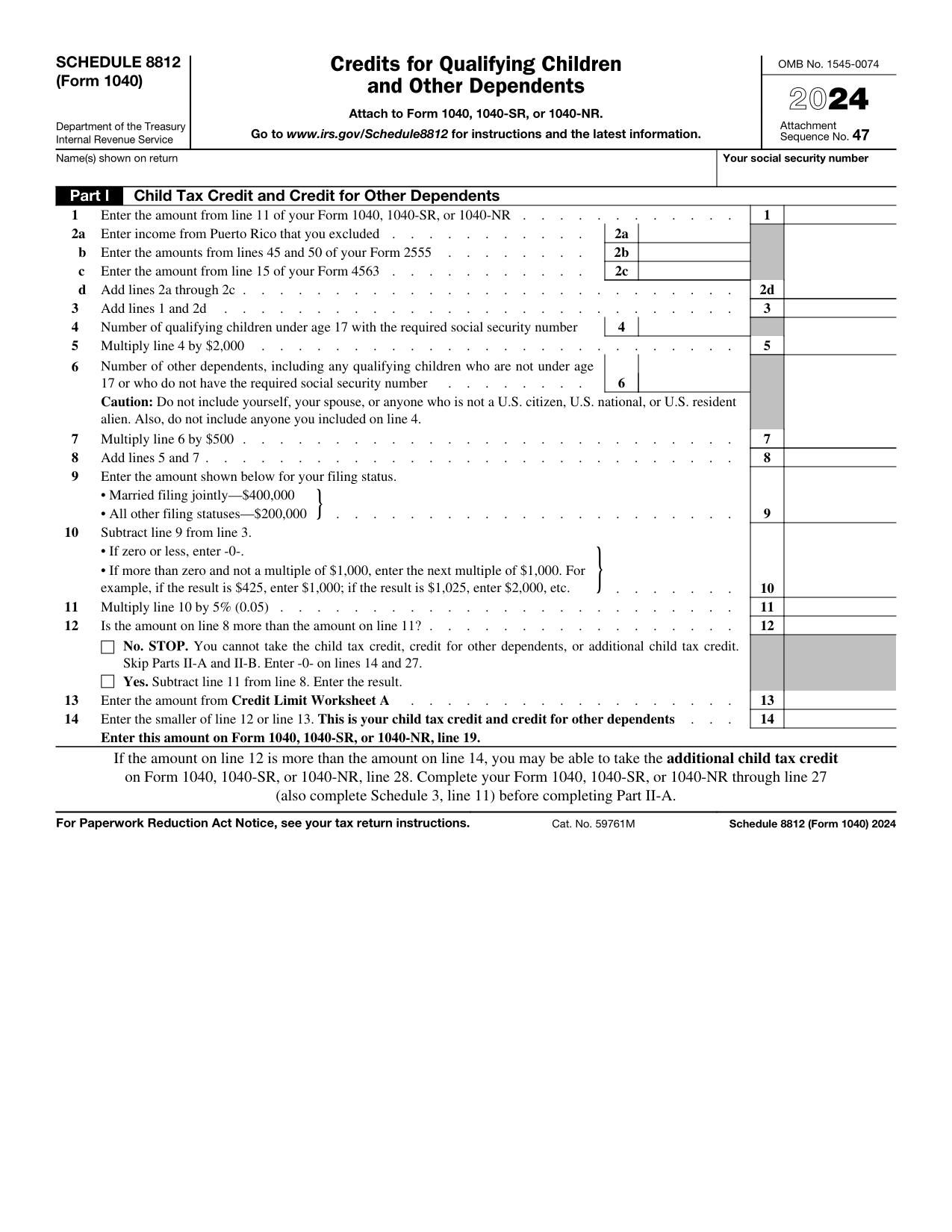 Schedule 8812 (Form 1040 or 1040SR) | Fill and sign online with Lumin