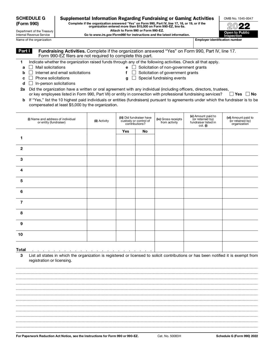 Schedule G (Form 990 or 990-EZ) | Fill and sign online with Lumin