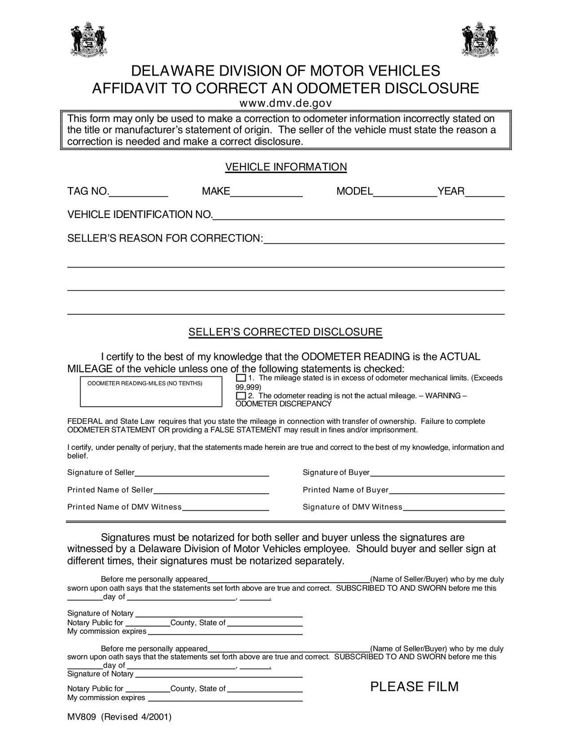 Form MV809 | Fill form online free with Lumin