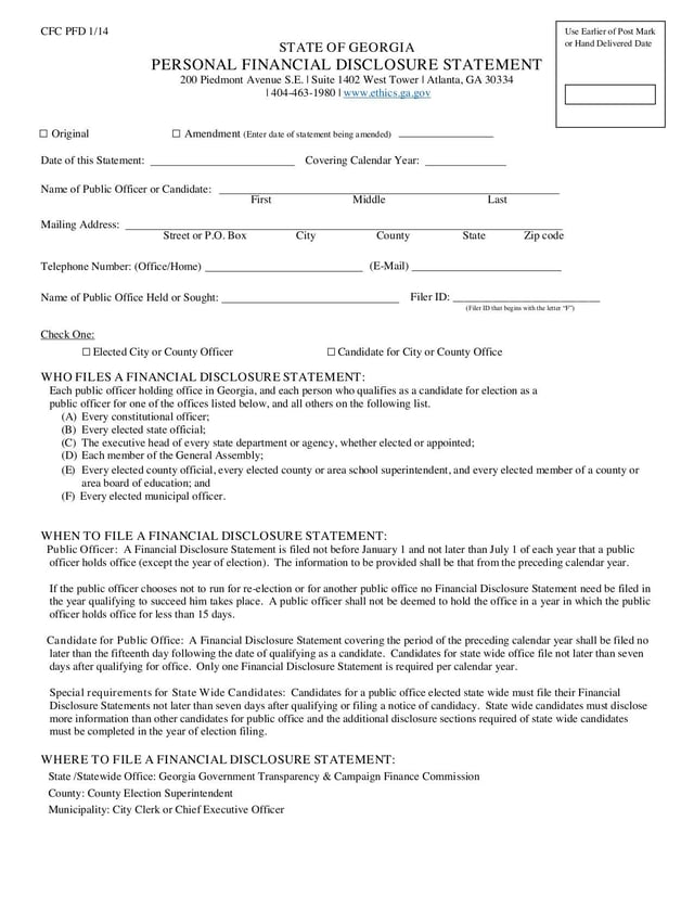 Personal Financial Disclosure Statement Form | Fill and sign online ...