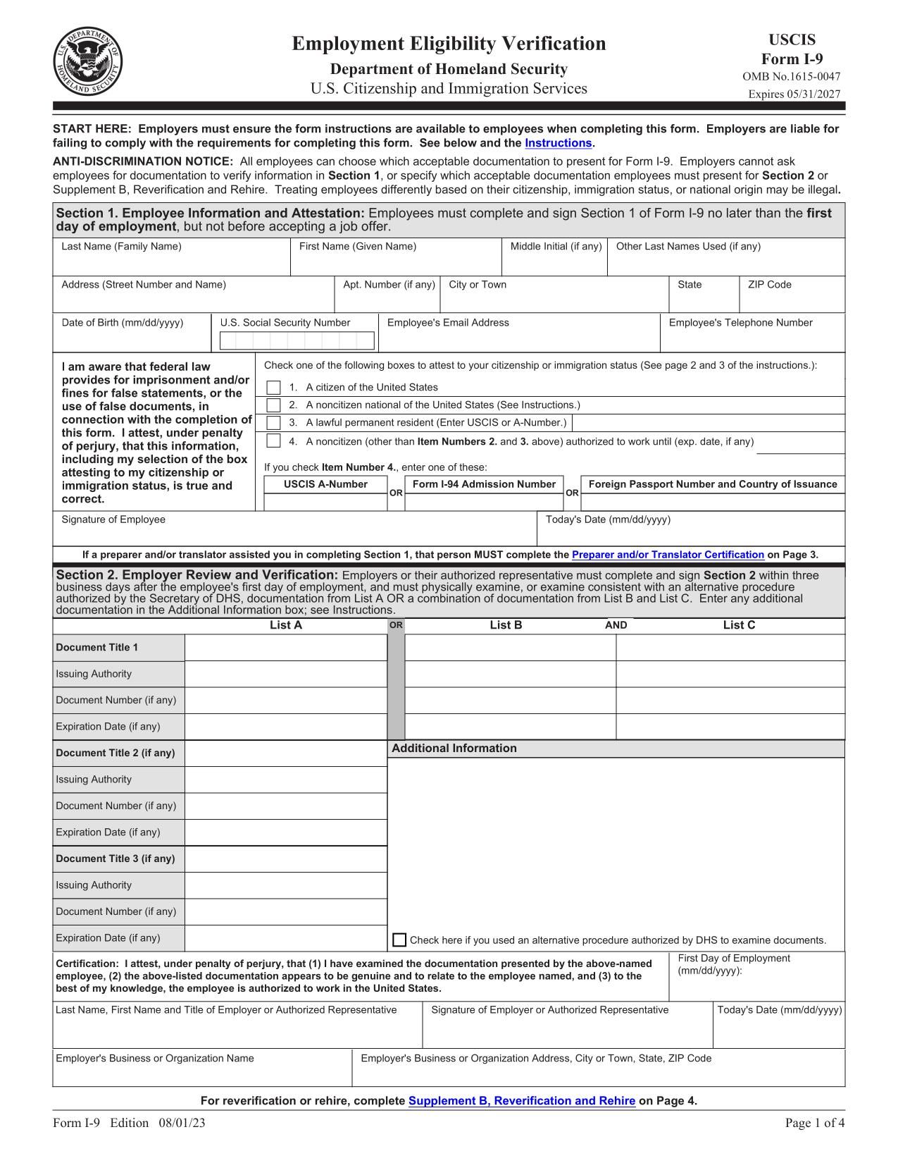 Form I-9 - 2023 | Fill and sign with Lumin