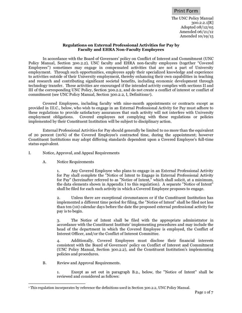 Notice of Intent to Engage in External Professional Activities for Pay ...