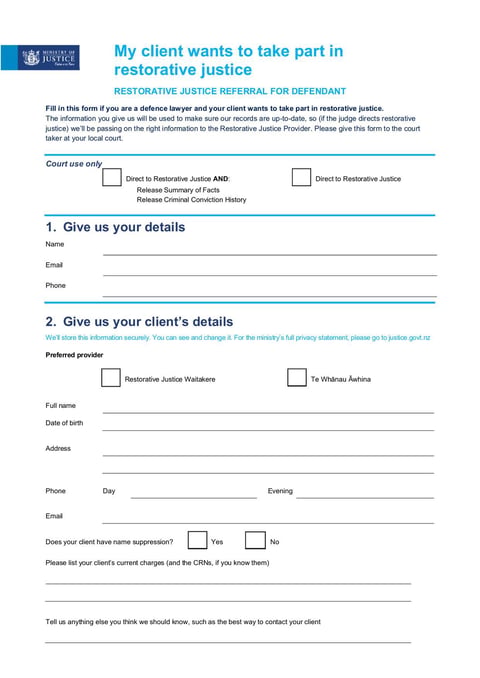 Restorative Justice Form | Fill and sign online with Lumin