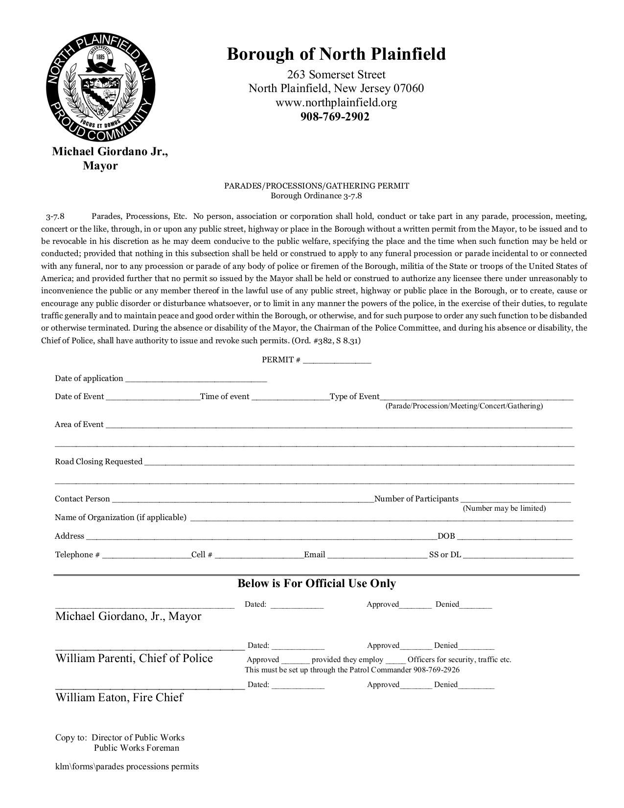 Parades Processions Gathering Permit | Fill and sign online with Lumin