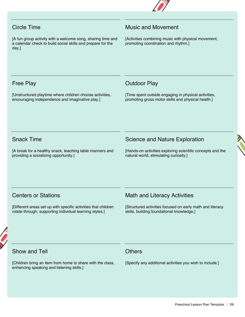 Weekly Preschool Lesson Plan | Fill and sign online with Lumin