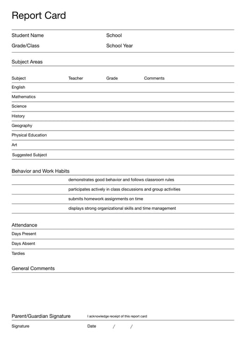 Student Report Card | Edit online for free with Lumin