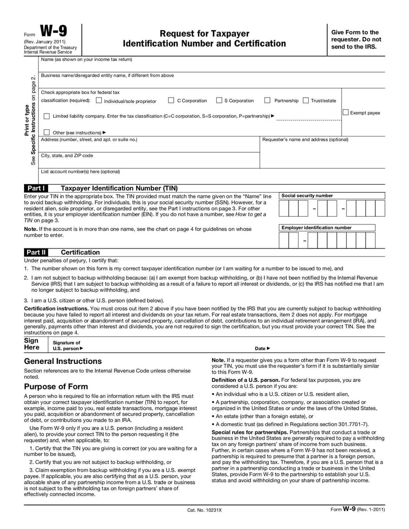 Form W-9 | Fill and sign online with Lumin