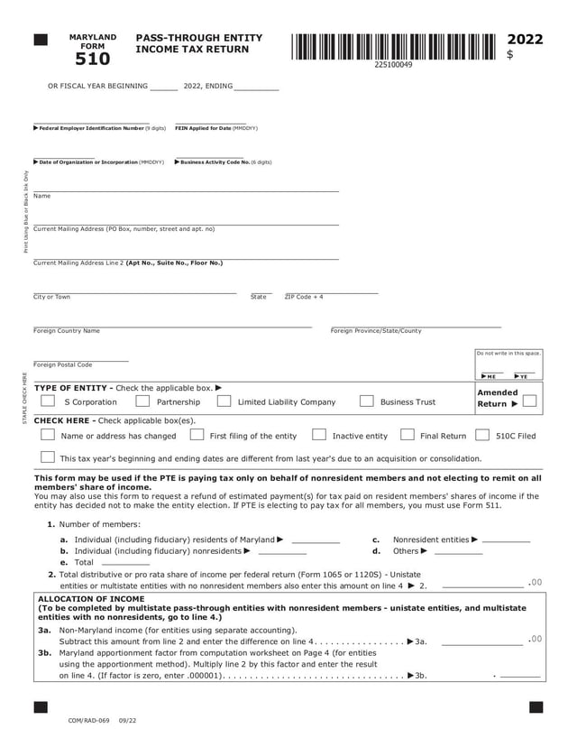 Maryland Form 510 | Fill and sign online with Lumin
