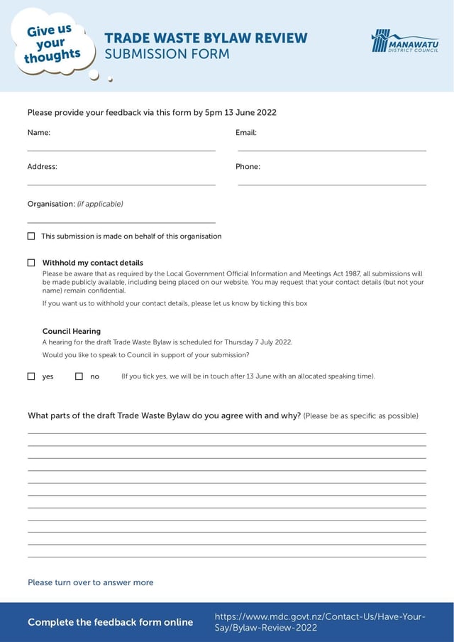 Trade Waste Bylaw Submission Form | Fill and sign online with Lumin