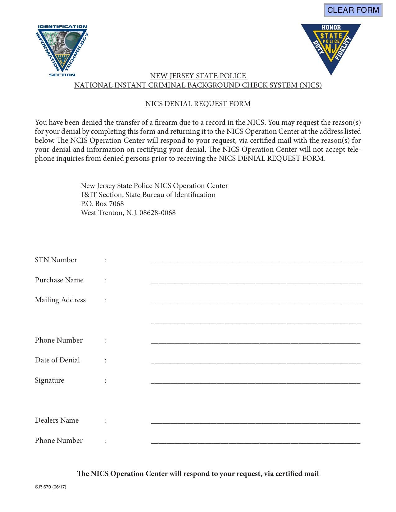 NICS Denial Request Form | Fill online with Lumin