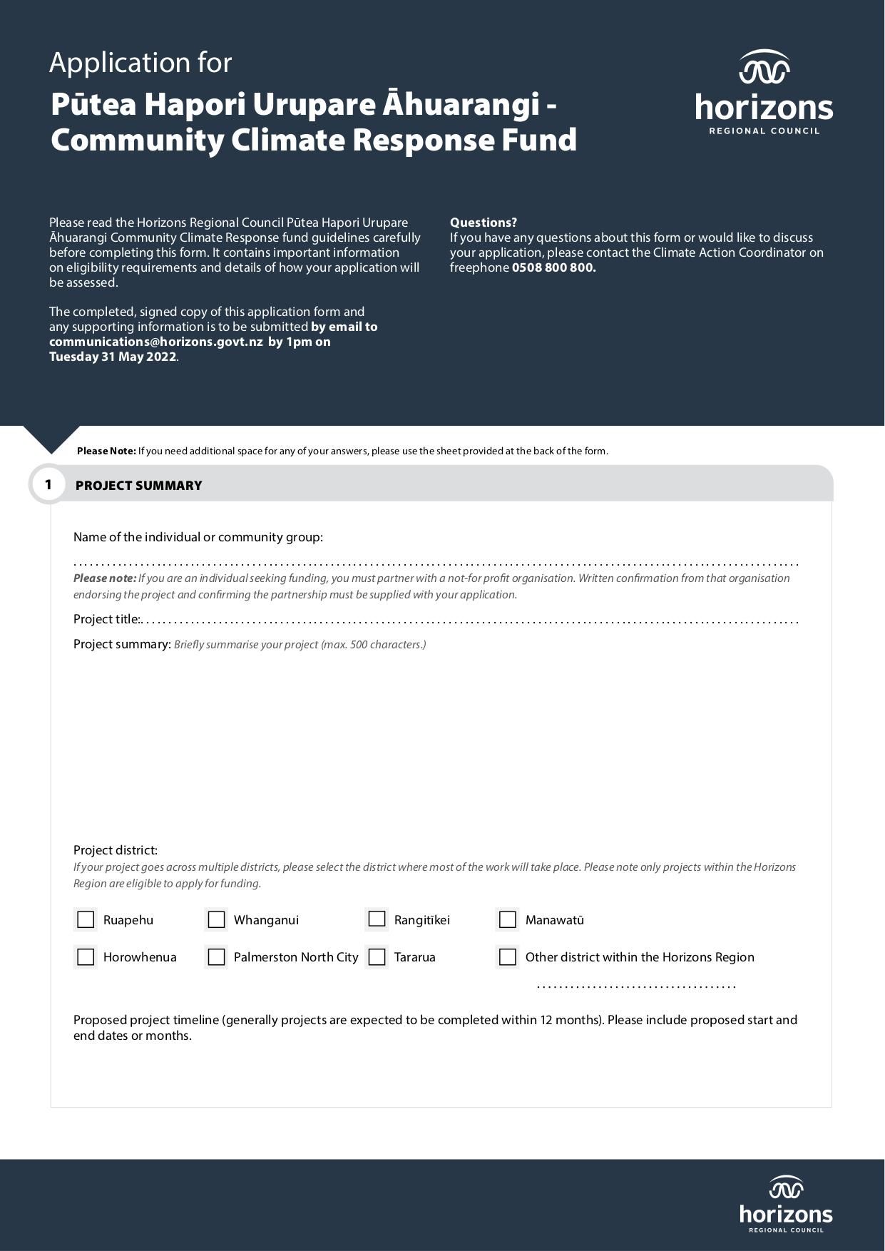 Community Climate Response Fund Application Form | Fill and sign online ...