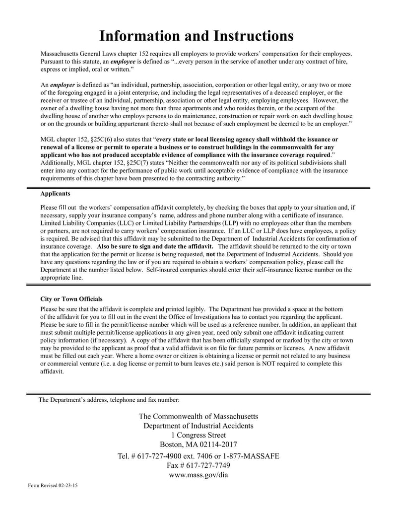 Workers Compensation Insurance Affidavit General Businesses Fill And Sign With Lumin