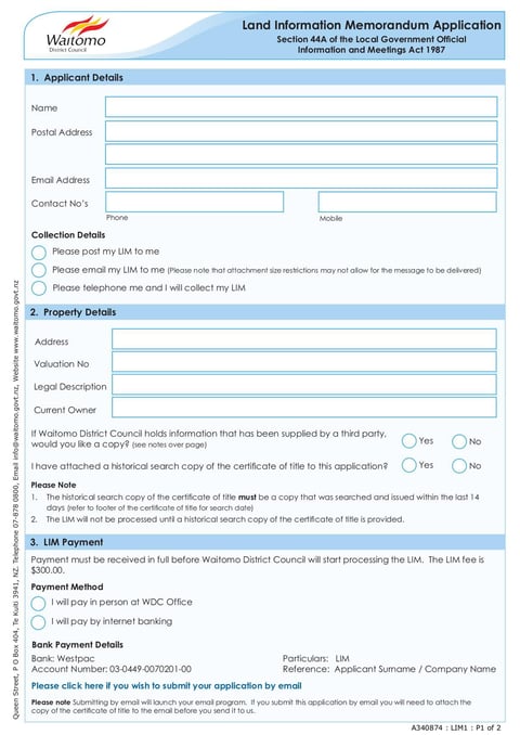 Land Information Memorandum Application | Fill and sign online with Lumin