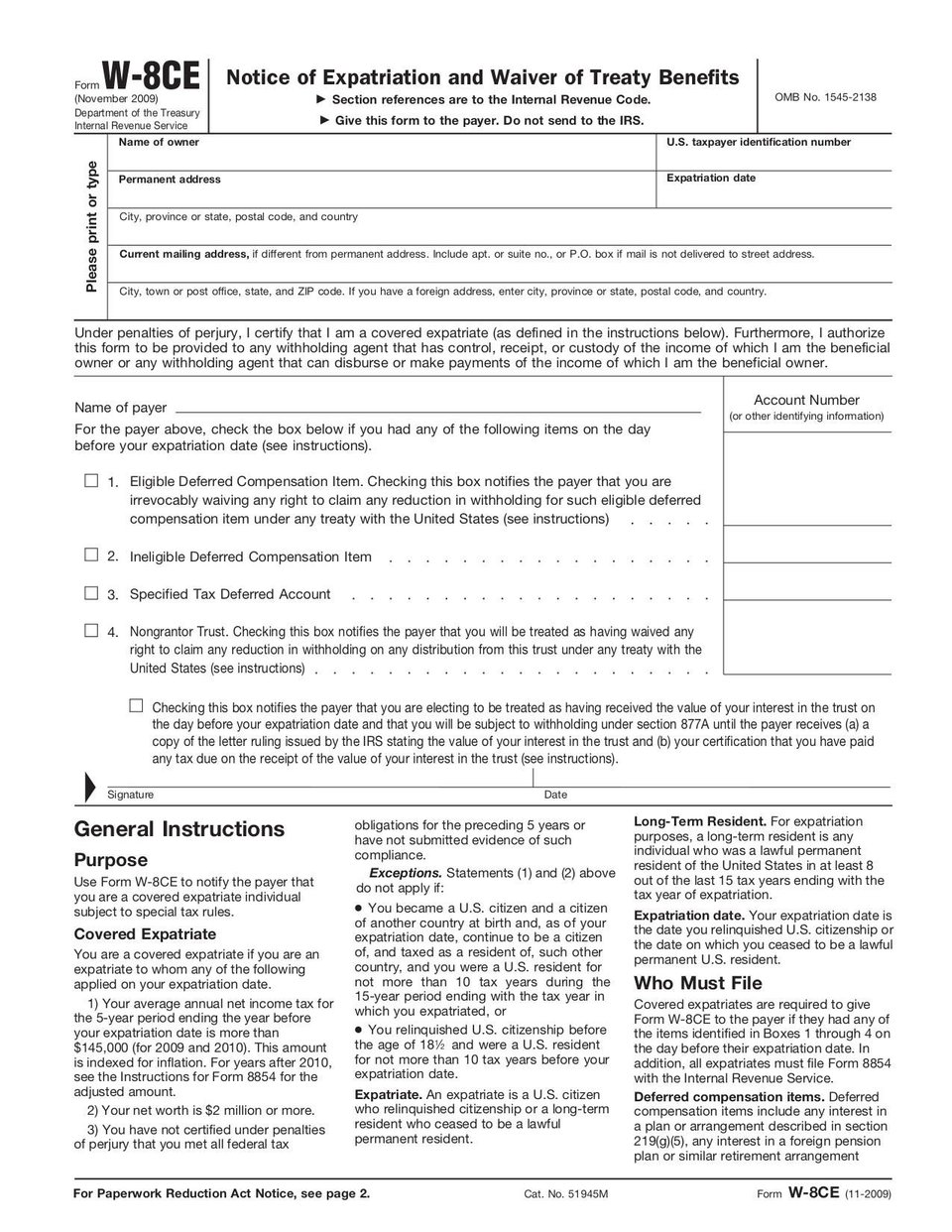 Form W-8CE | Fill and sign online with Lumin