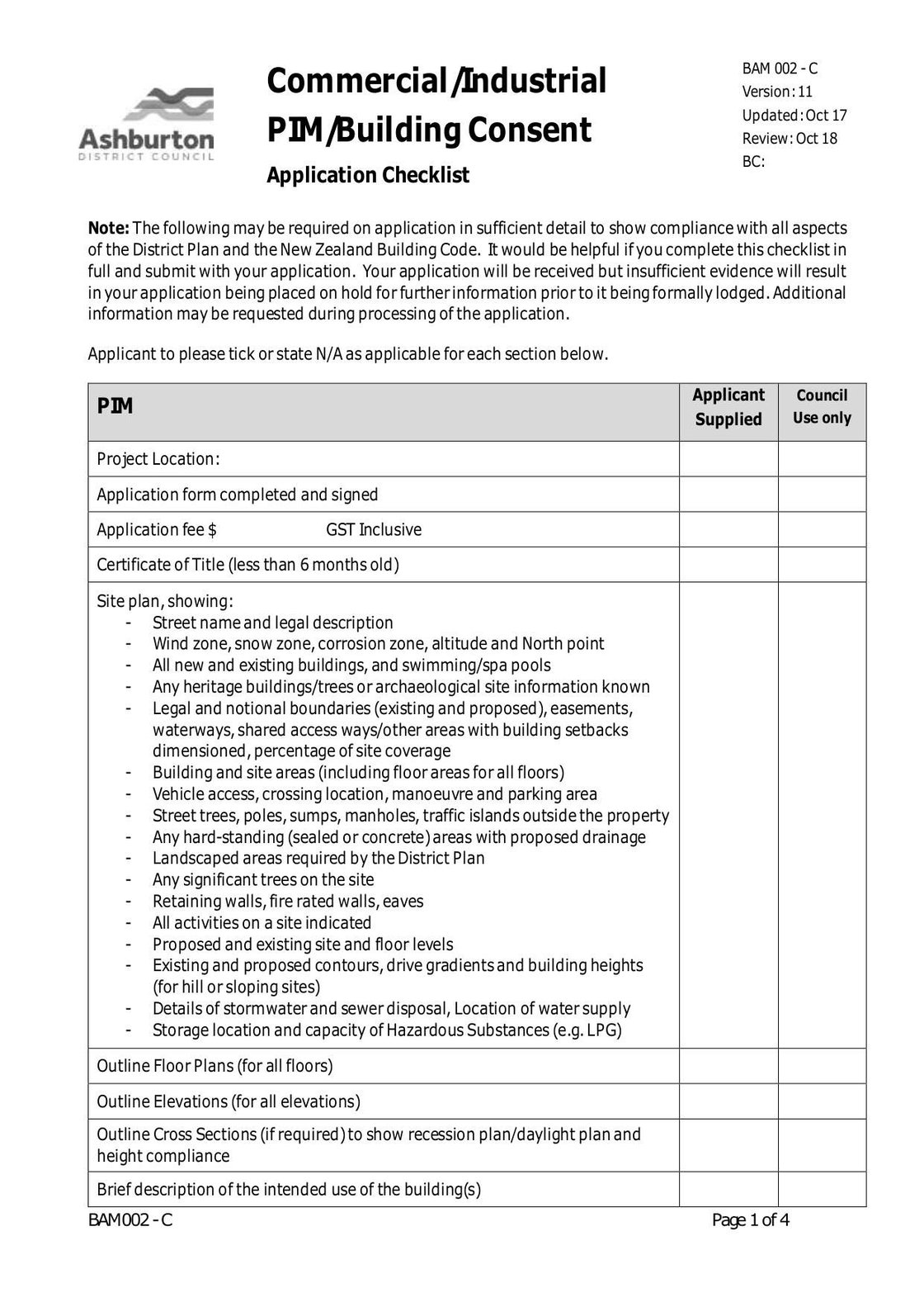BAM 002-C - Commercial Checklist Form | Fill and sign online with Lumin