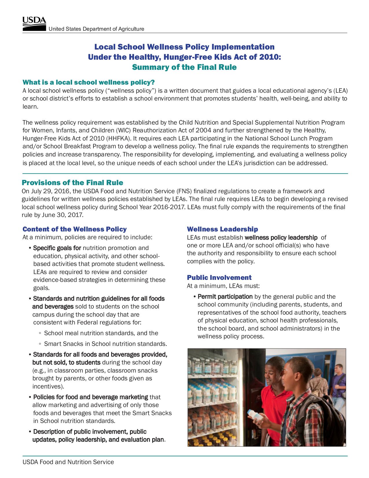 Local Wellness Policy Summary of Final Rule | Fill and sign online with ...