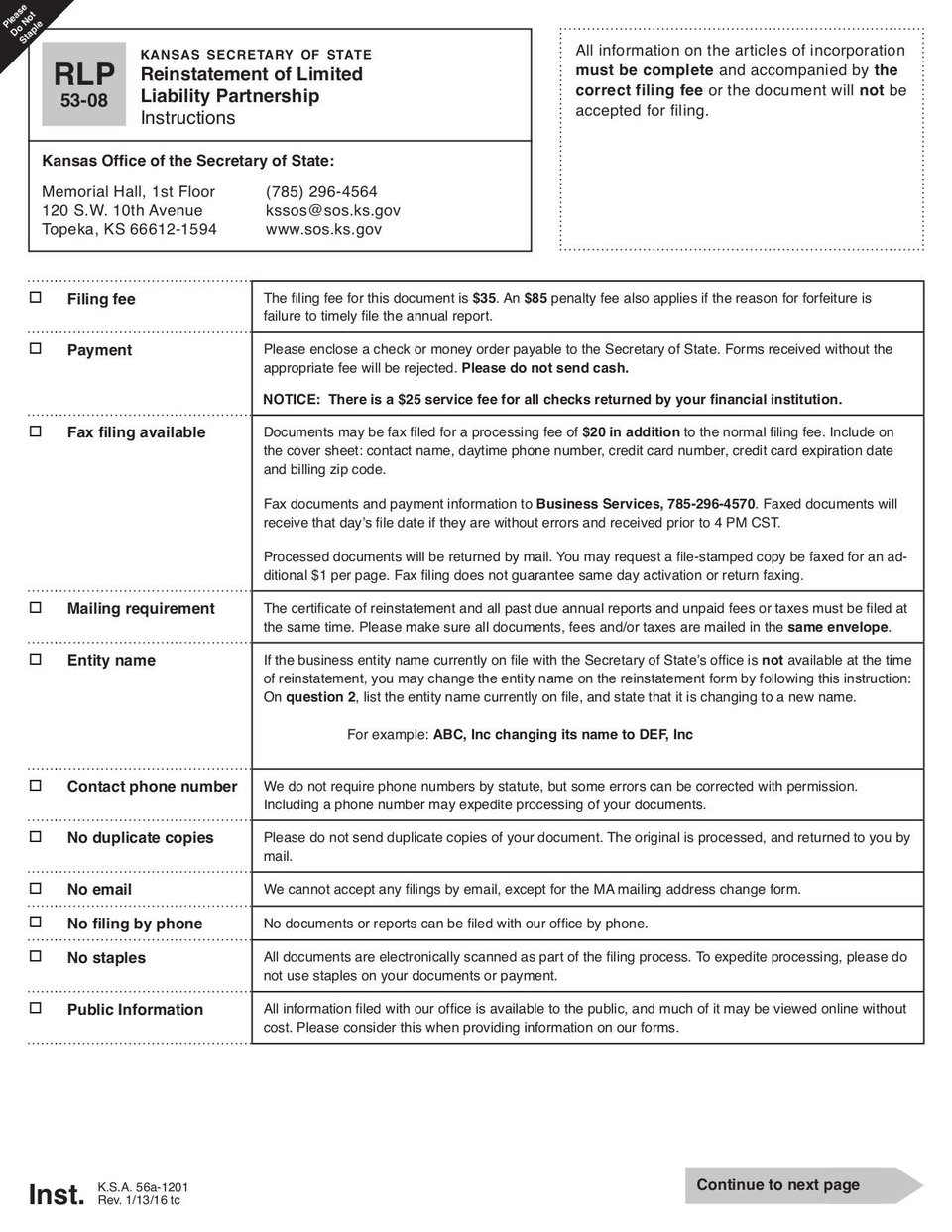 Kansas Business Services RLP Form | Fill and sign online with Lumin