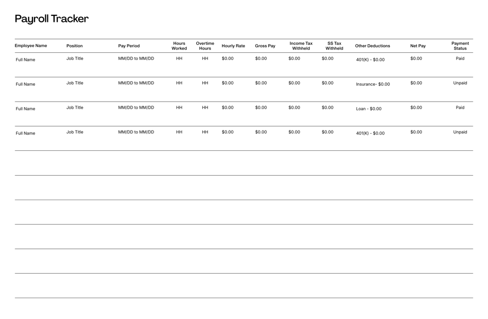 Payroll Tracker Template | Fill and sign online with Lumin