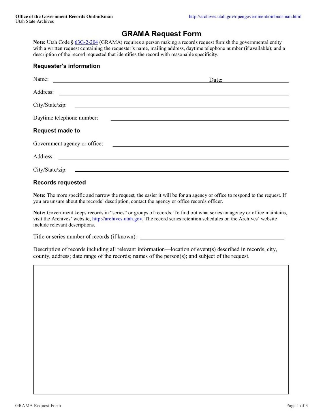 GRAMA Request Form | Fill and sign online with Lumin