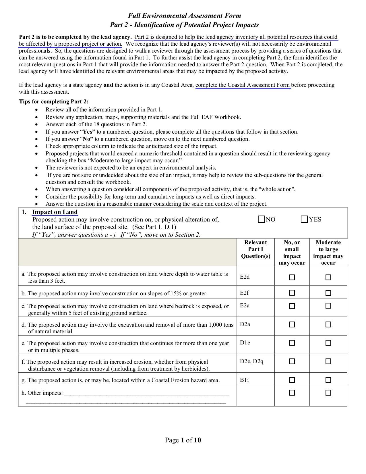 Full Environmental Assessment Form Part 2 | Fill and sign online with Lumin