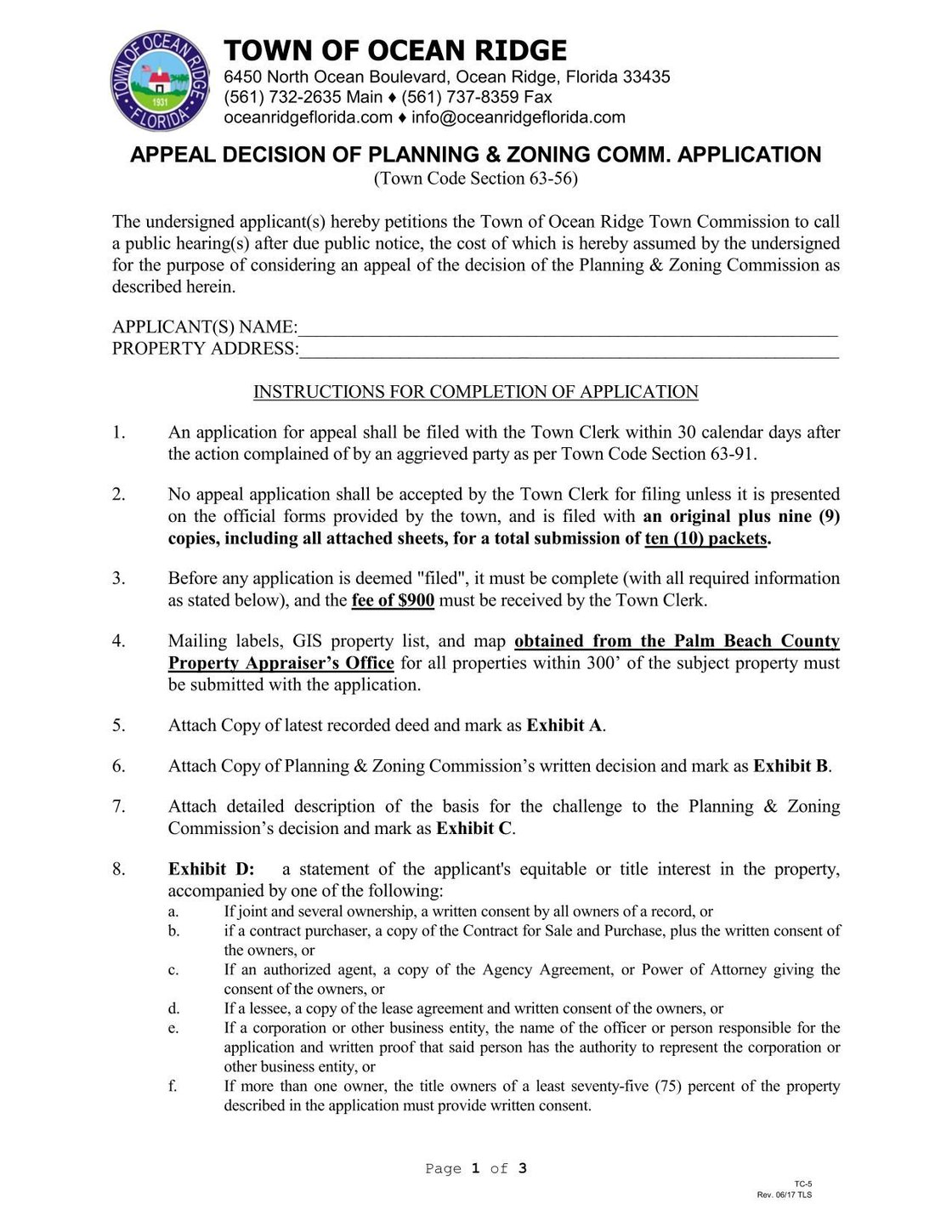 Appeal Decision of Planning & Zoning Commission Application | Fill and ...