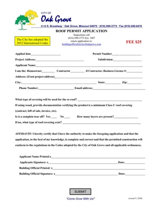 Oak Grove Roof Permit Application (May 2020) | Fill and sign with Lumin