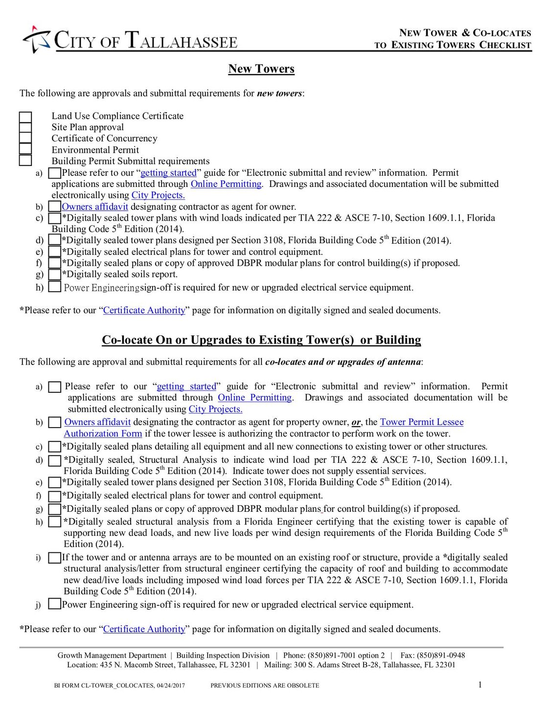 New Tower and Co-Locates to Existing Tower Checklist | Fill and sign ...