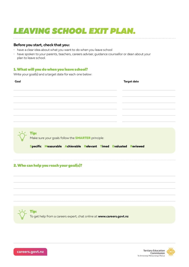 Leaving School Exit Plan Worksheet | Fill and sign online with Lumin