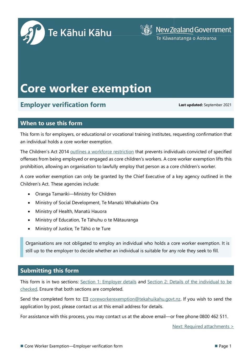Core Worker Exemption Employer Verification Form | Fill and sign online ...