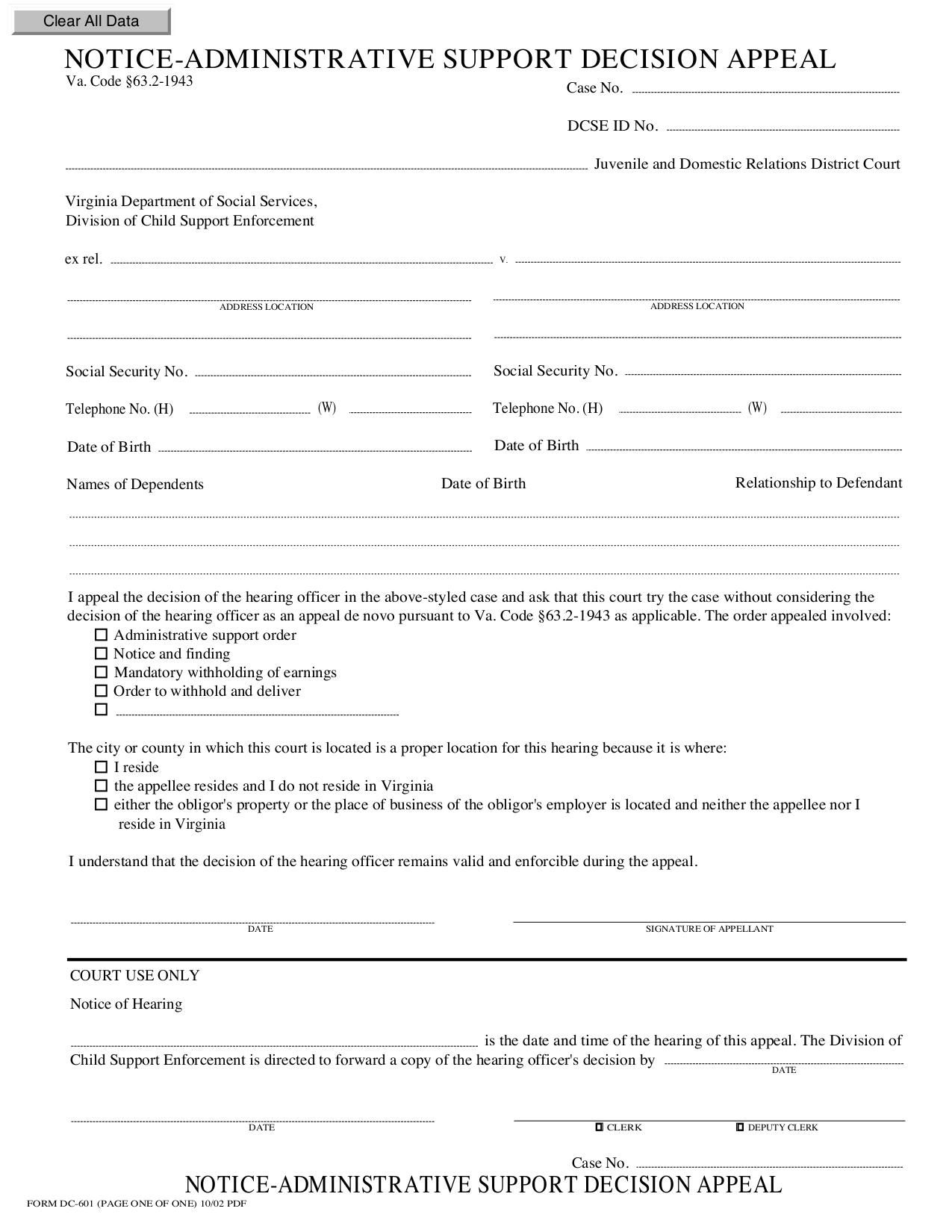 DC-601 Financial Statement | Fill and sign online with Lumin
