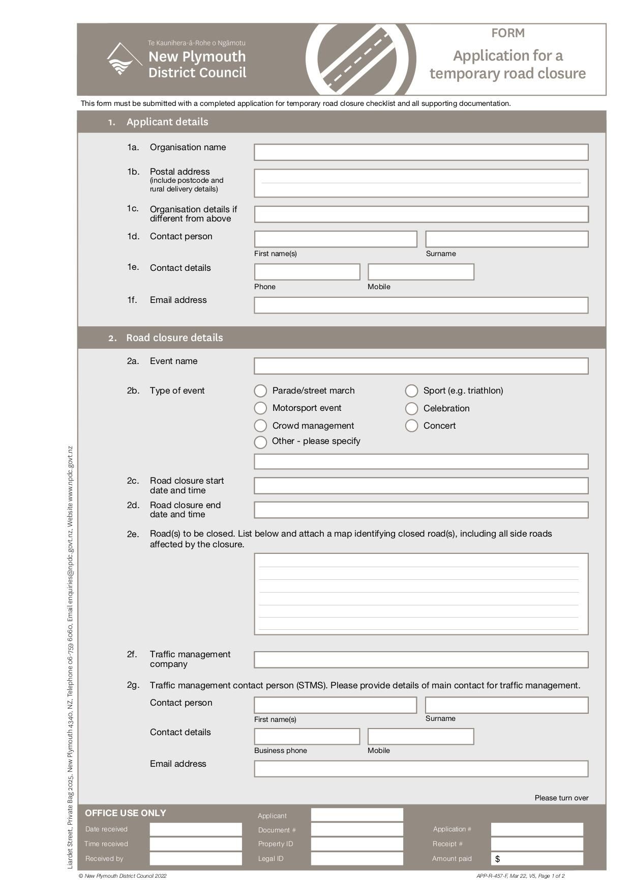 Application for a Temporary Road Closure | Fill and sign online with Lumin