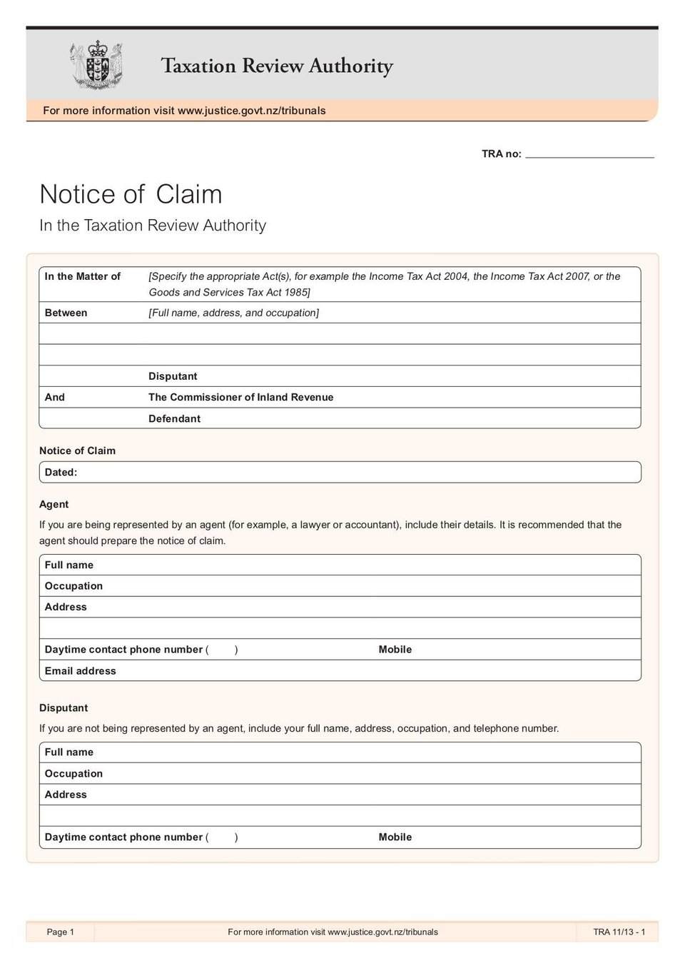TRA Notice of Claim | Fill and sign online with Lumin