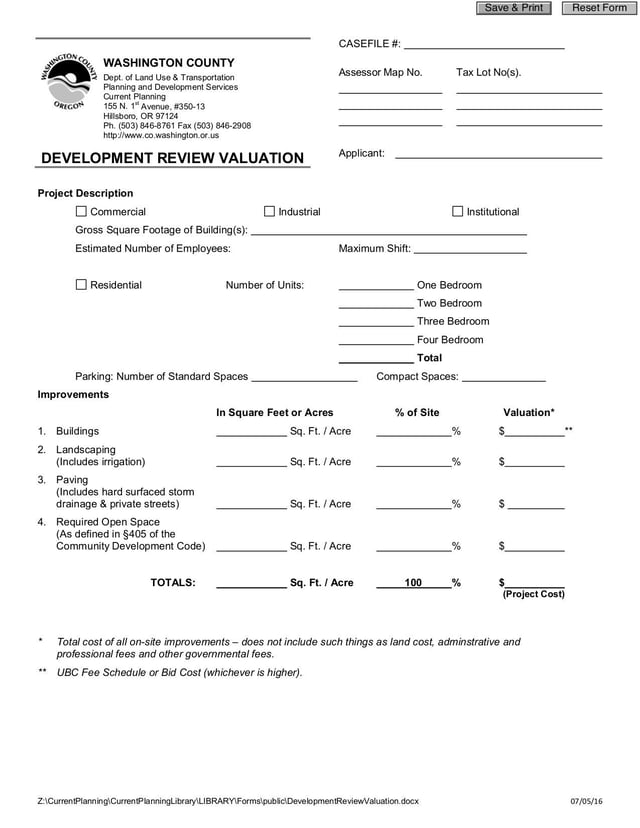 Development Review Valuation Form | Fill online with Lumin