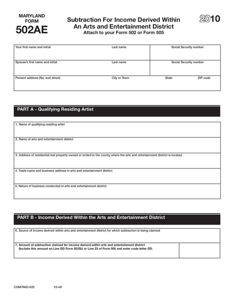 Maryland Tax Form 502AE | Fill and sign online with Lumin