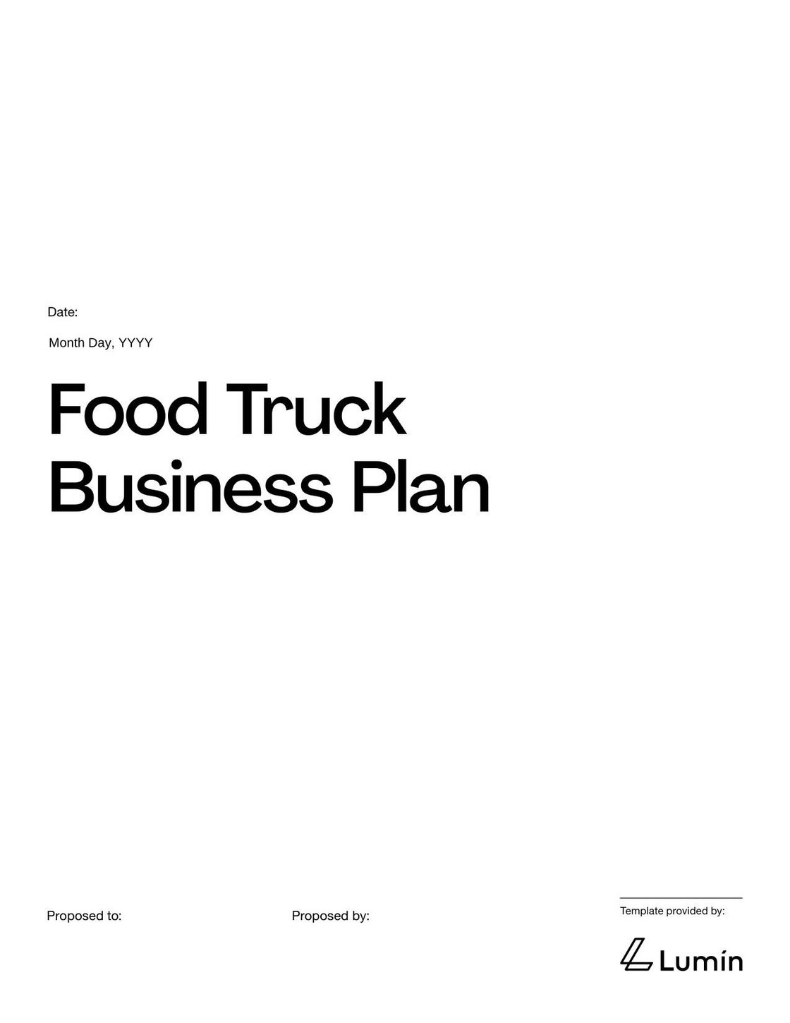 Food Truck Business Plan Template | Fill and sign with Lumin