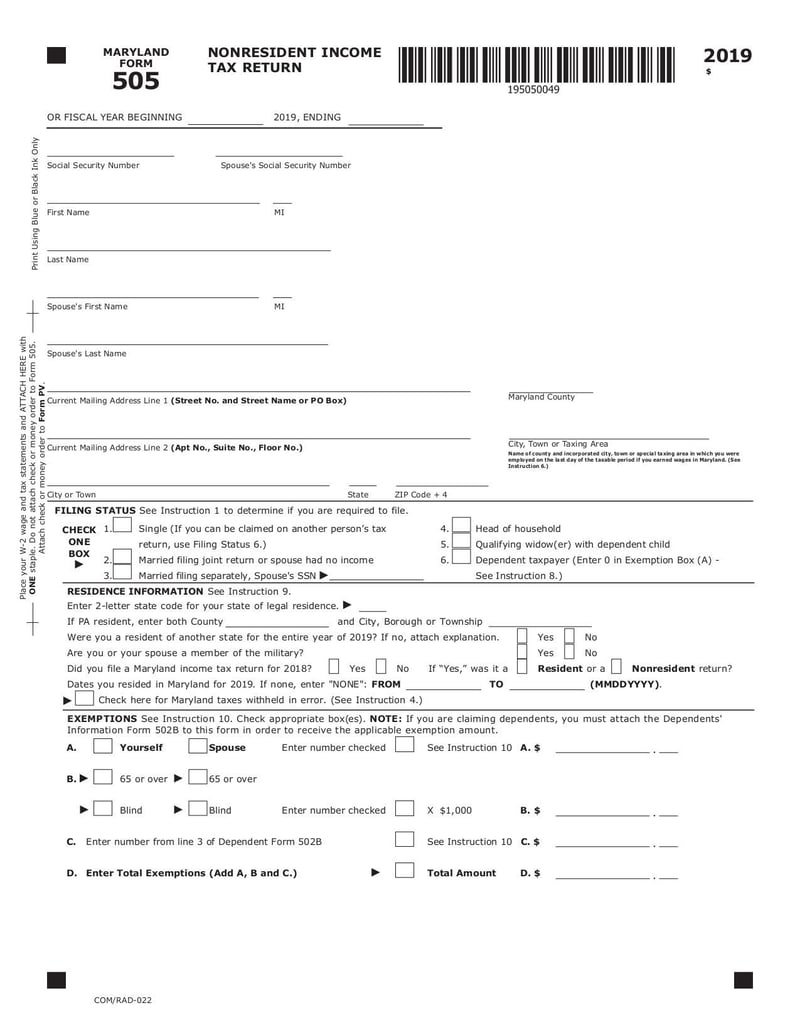 Maryland Form 505 | Fill and sign online with Lumin