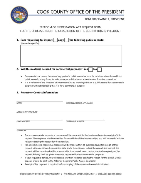 FOIA Request Form | Fill and submit online with Lumin