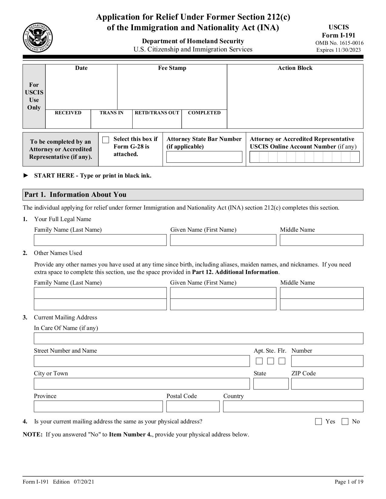 Form I-191 | Fill and sign online with Lumin