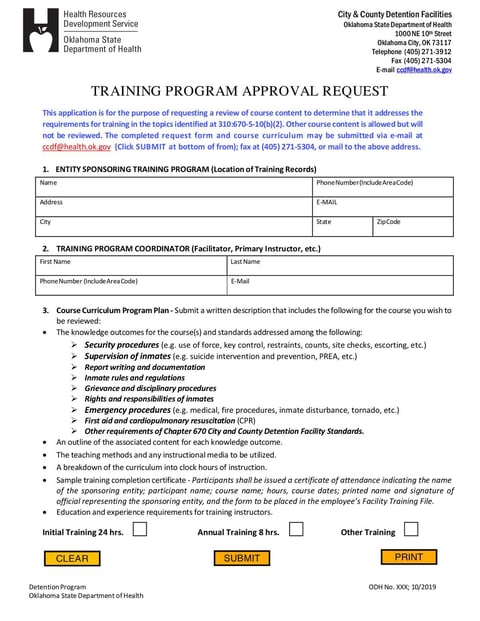 Training Program Approval Request Form OSDH | Fill and sign online with ...