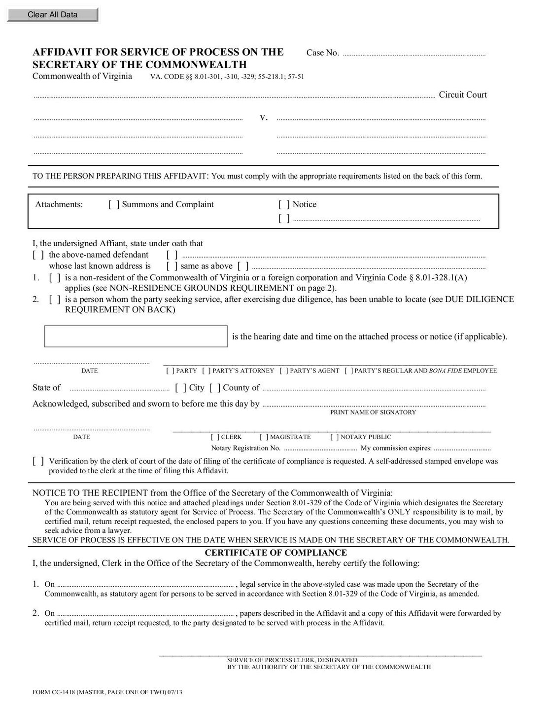 Form CC-1418 | Fill and sign online with Lumin
