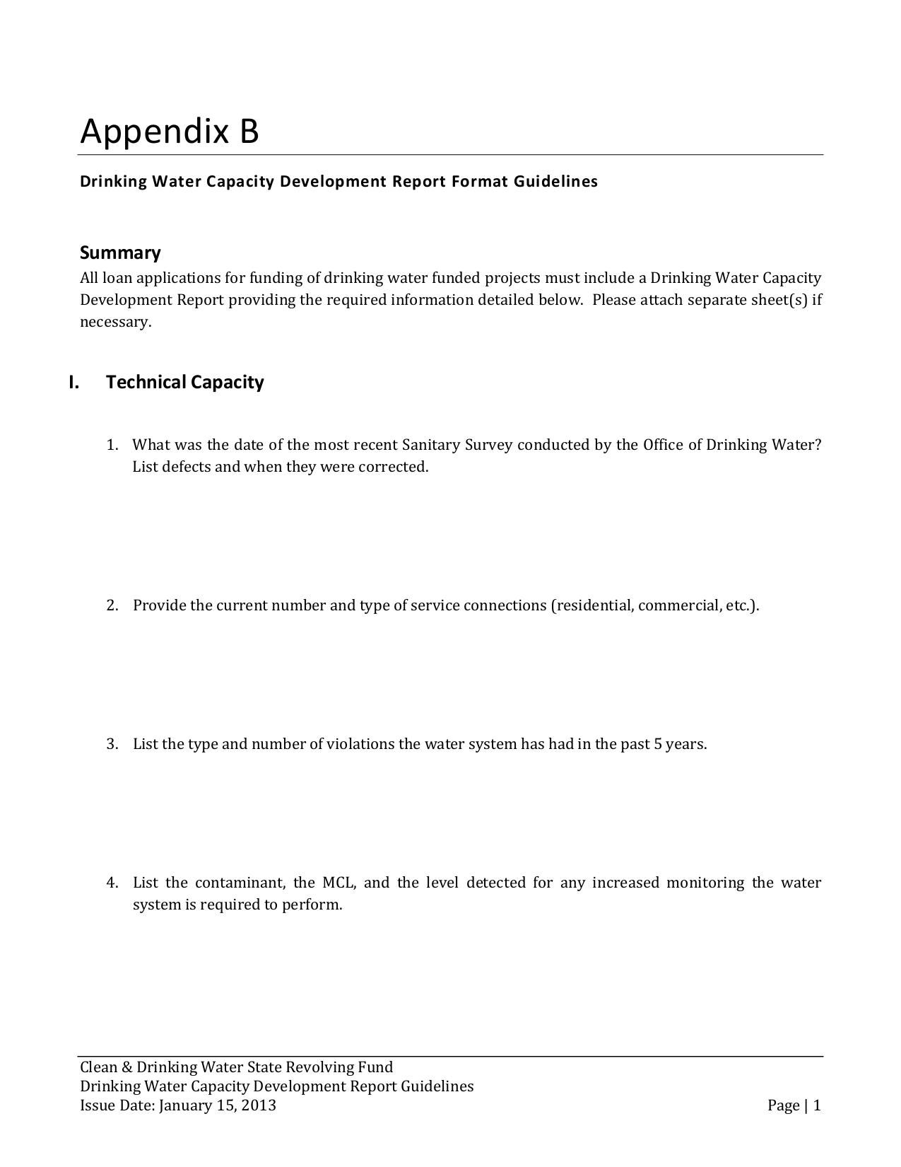 Drinking Water Capacity Development Report Format Guidelines - Appendix ...